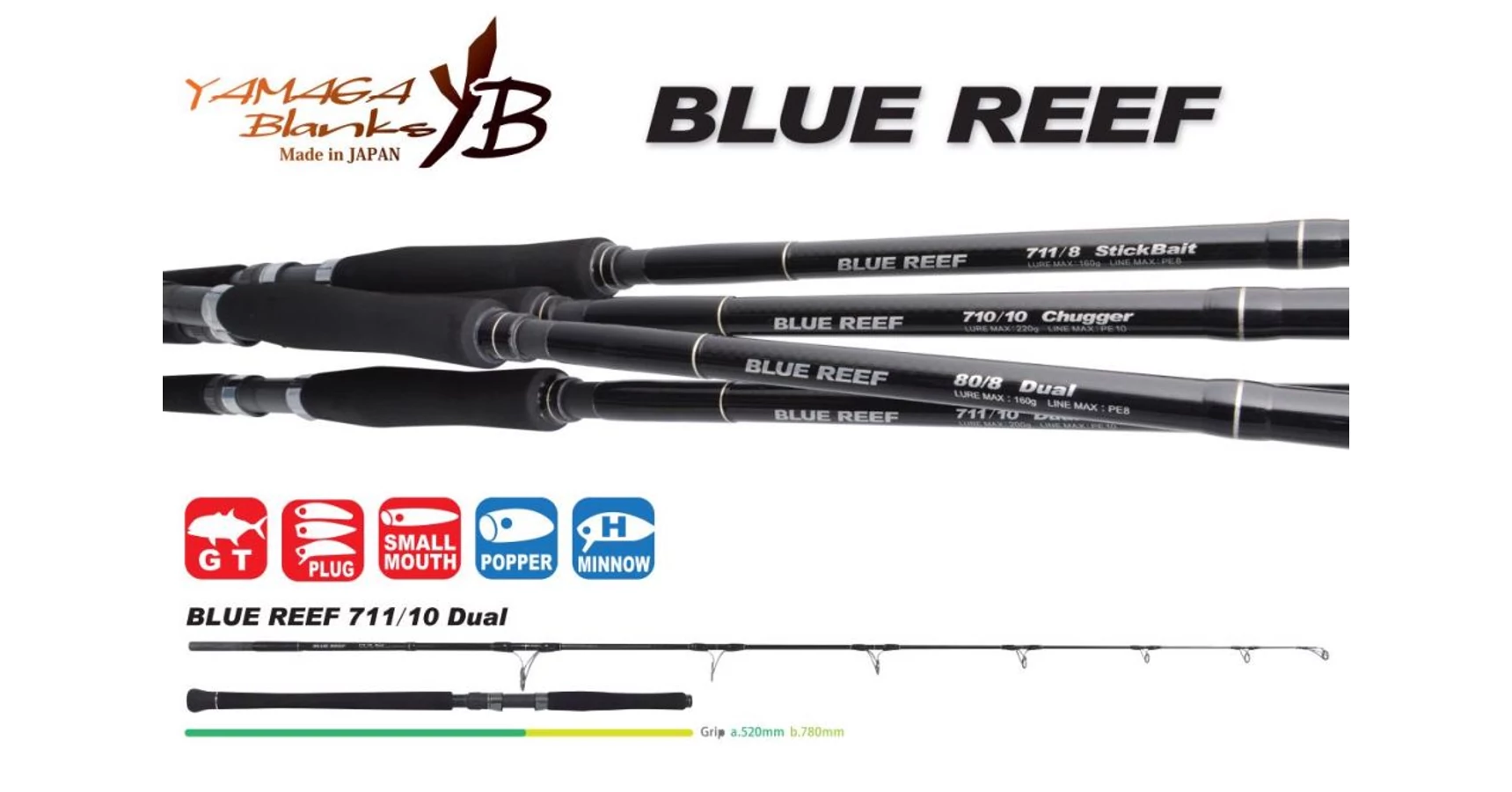 Yamaga Blanks Blue Reef GT 711/10 Dual 2,47m Max200g spinning pergető bot - Összes pergető bot ...
